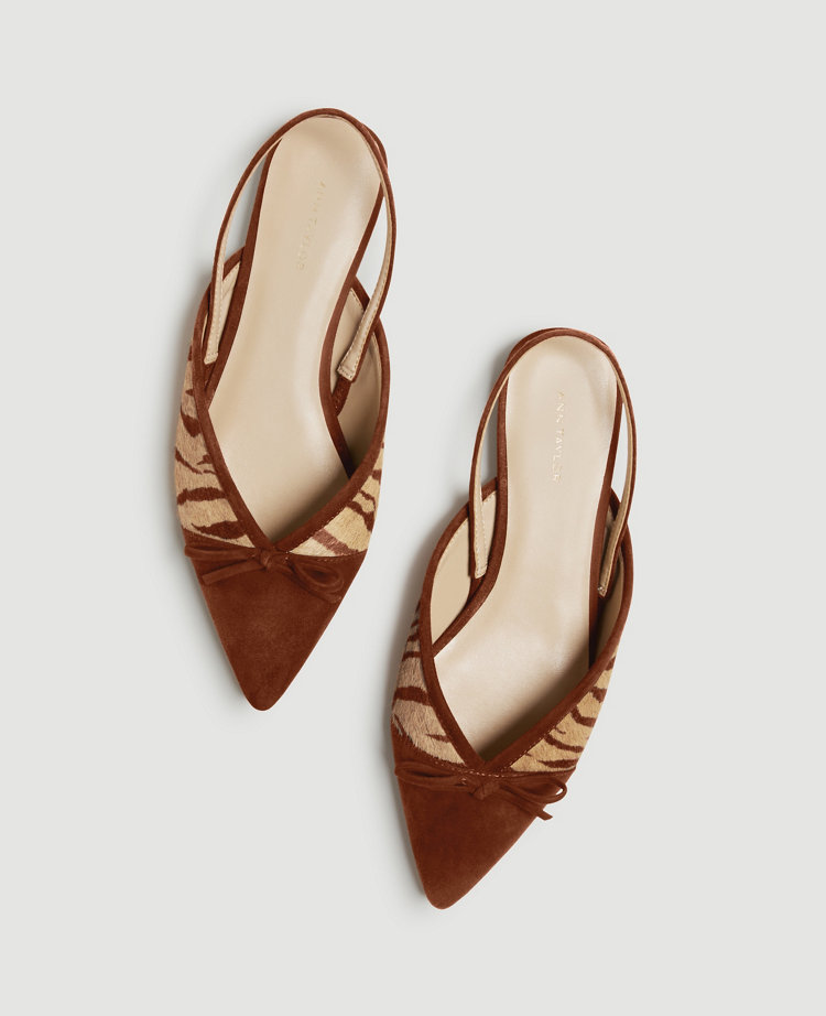 Vanna Tiger Print Haircalf Slingback Flats