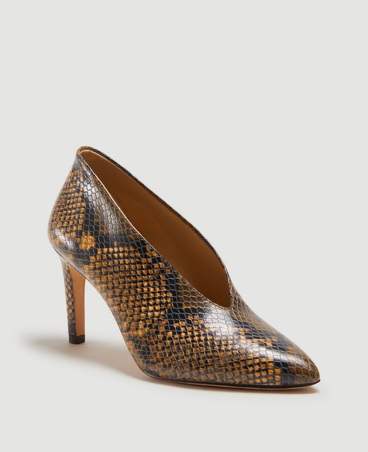 Oona Snake Print Leather Heeled Shooties