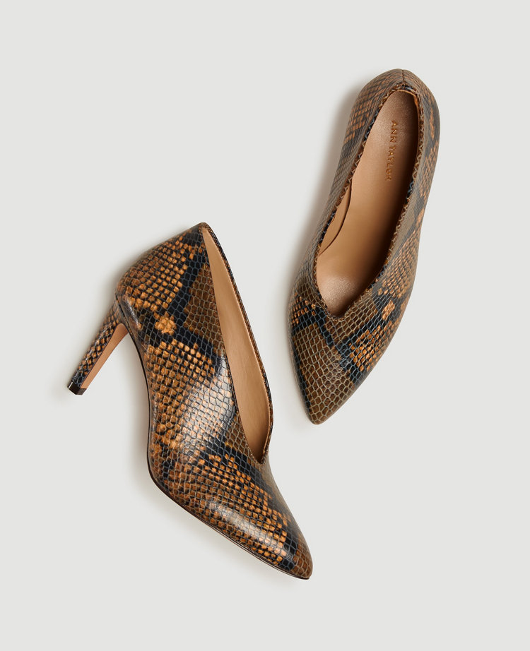 Oona Snake Print Leather Heeled Shooties