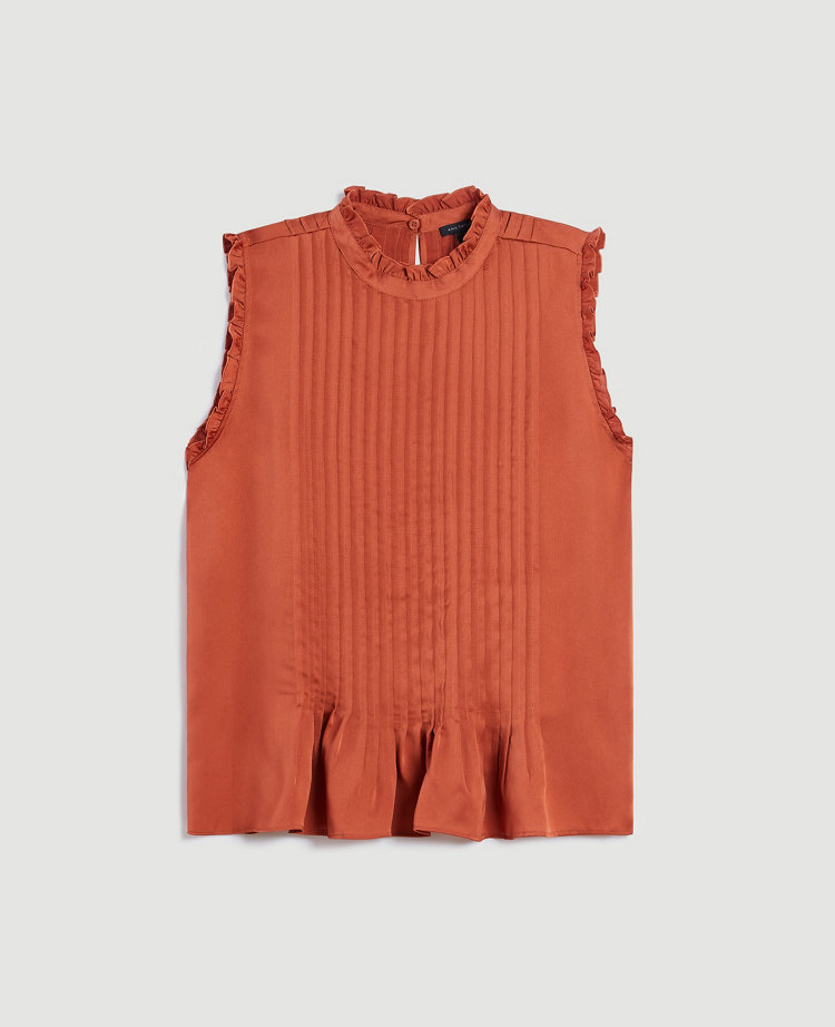 Petite Ruffle Pintucked Shell