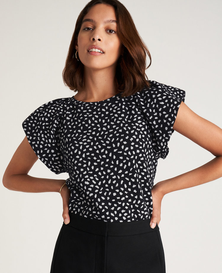 Petite Dot Flutter Sleeve Shell