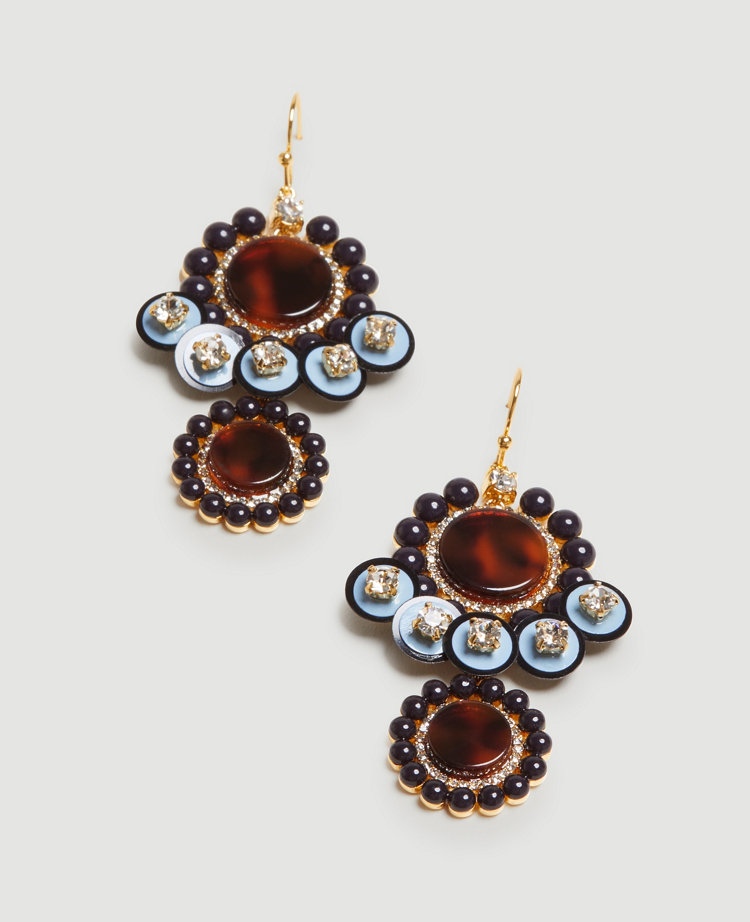 Tortoiseshell Print Sequin Drop Earrings