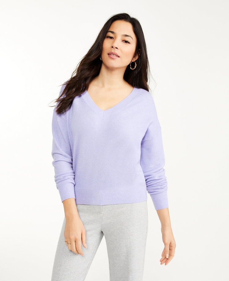 Drop Shoulder V-Neck Sweater