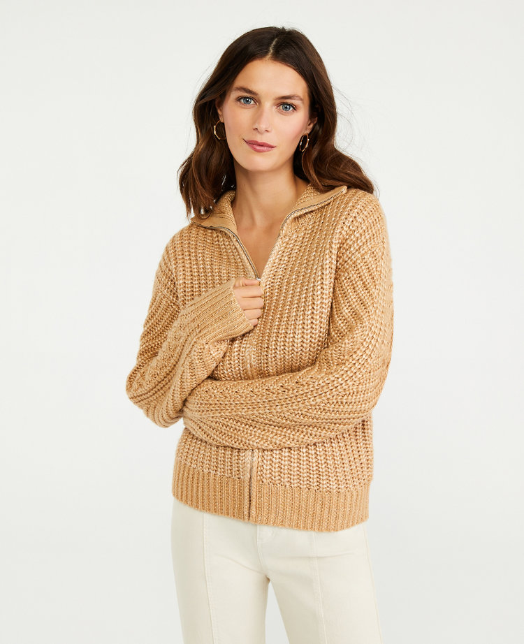 Shimmer Bomber Sweater Jacket