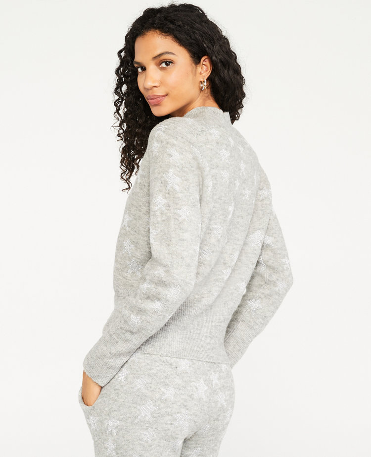 Star Shimmer Mock Neck Sweater
