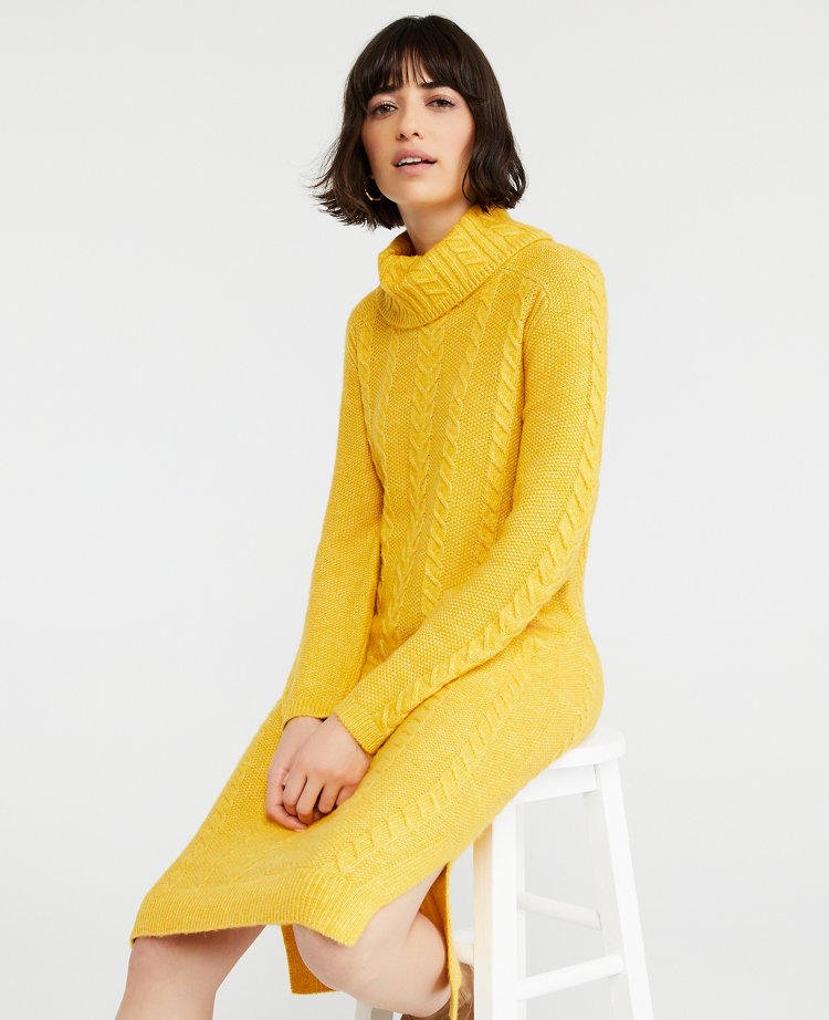 Turtleneck Cable Sweater Dress