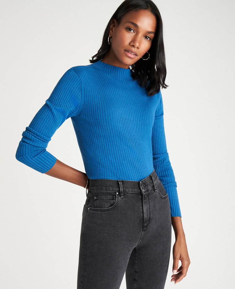 Ribbed Mock Neck Sweater