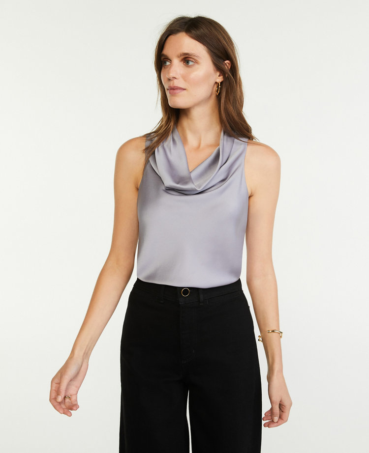 Petite Cowl Neck Halter Shell
