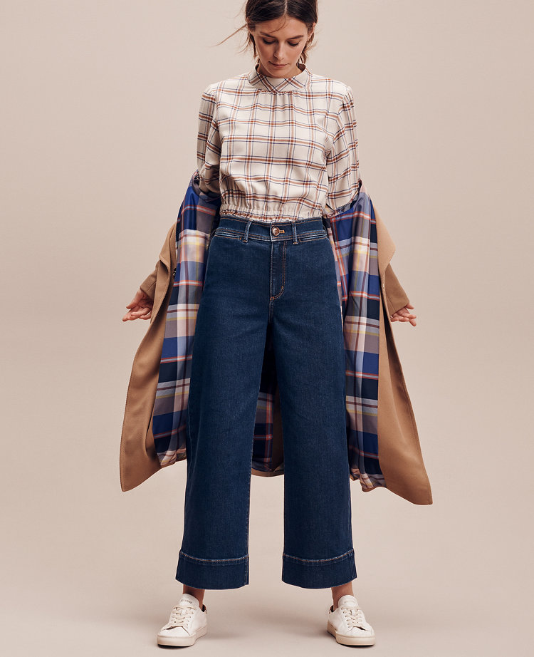 Plaid Cinched Peplum Top