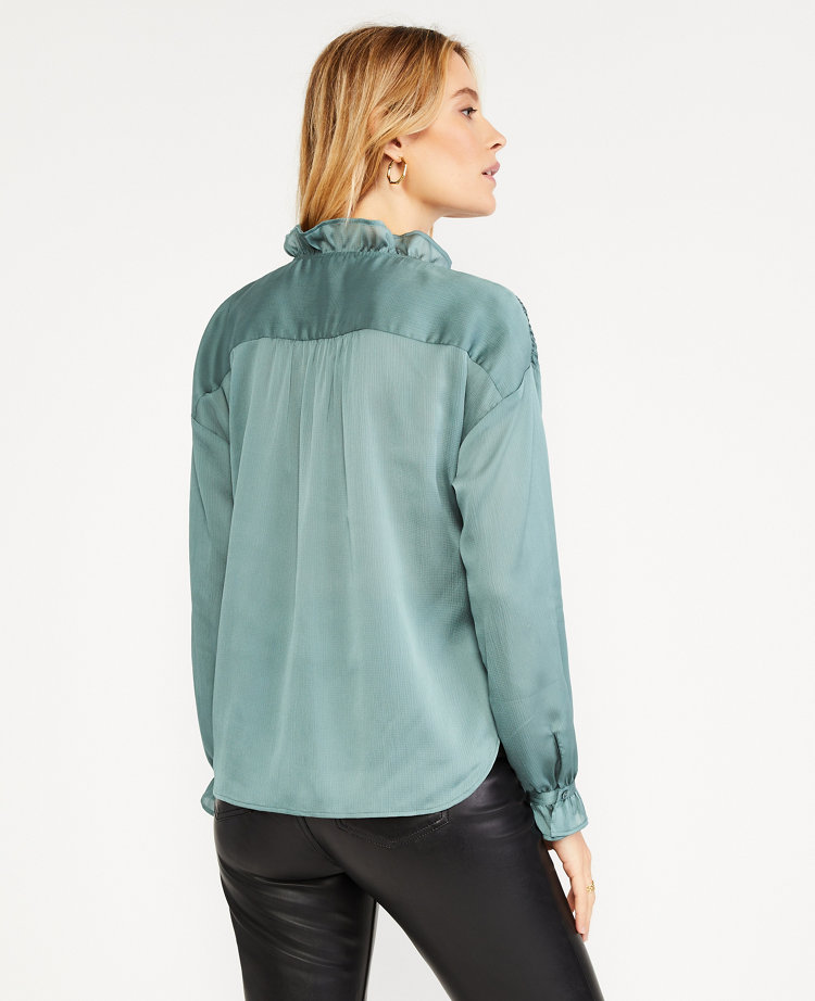 Ruffle Button Down Blouse