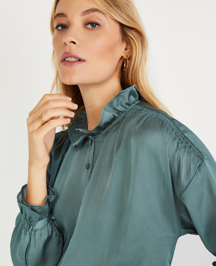 Ruffle Button Down Blouse