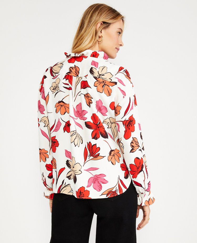 Floral Ruffle Button Down Blouse