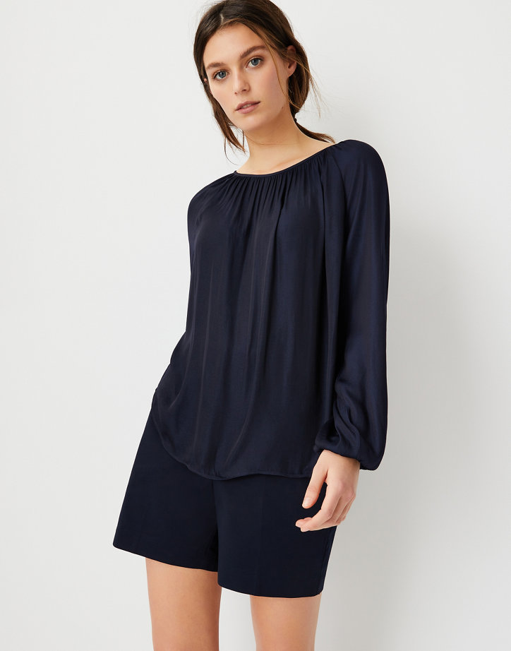 Shirred Boatneck Blouse