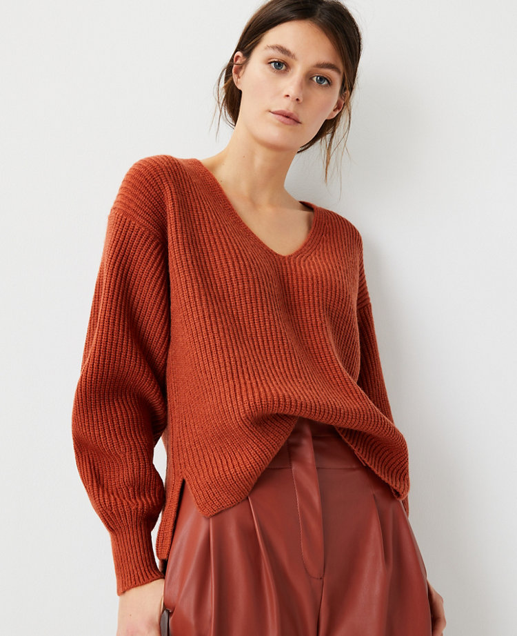 Ribbed V-Neck Sweater