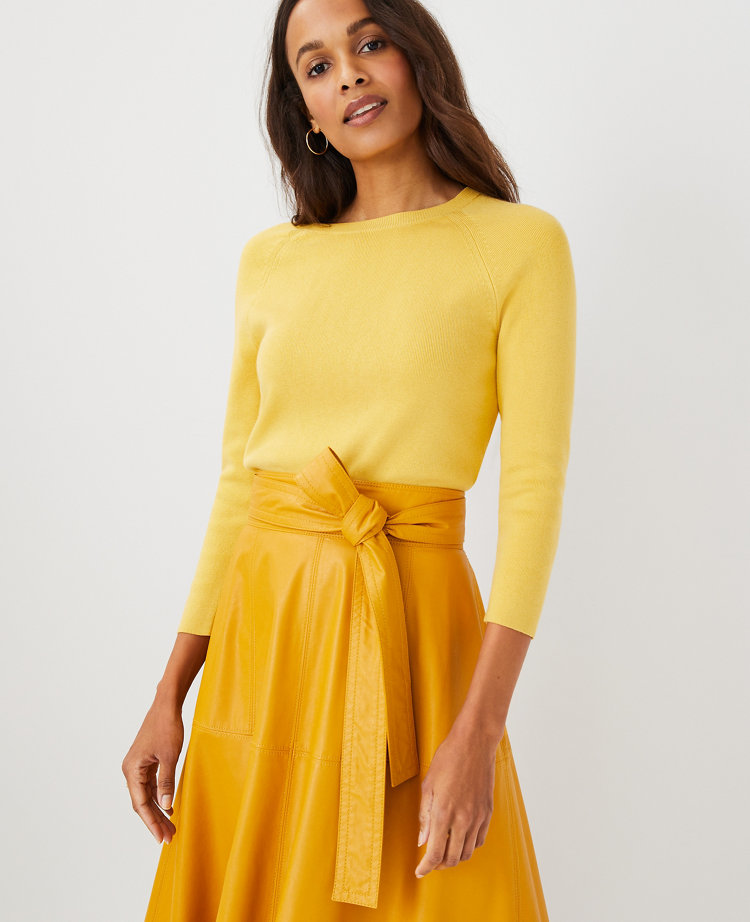 Ribbed Raglan Sleeve Sweater