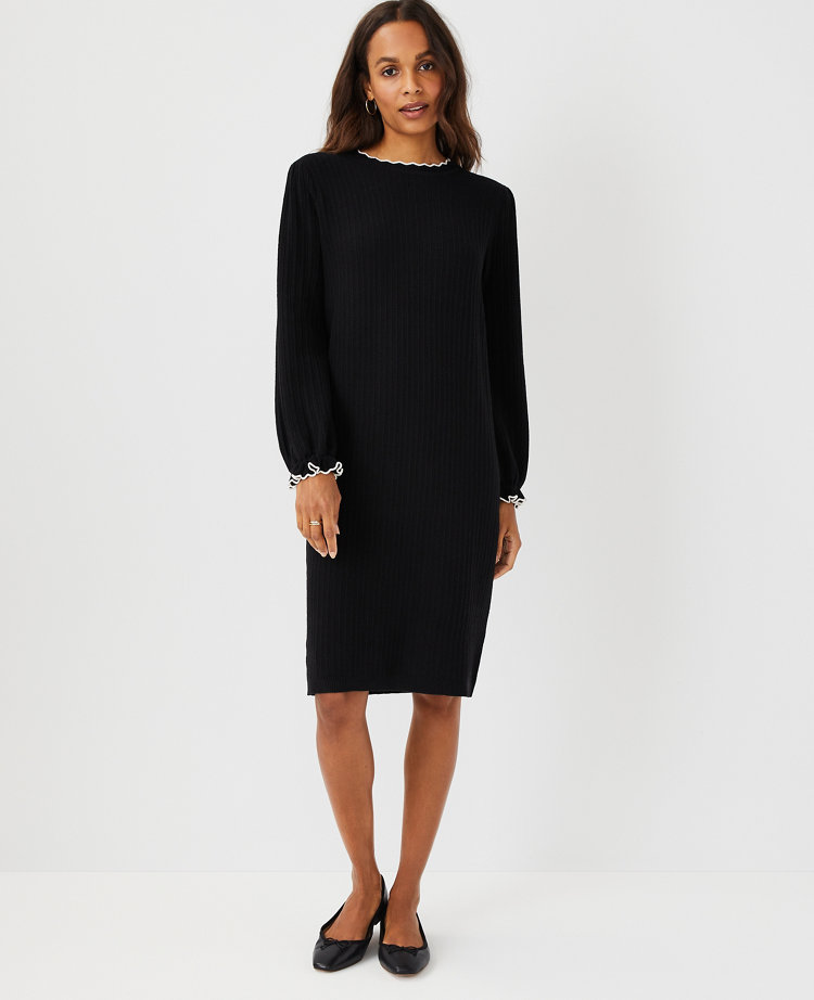 Tipped Ribbed Sweater Dress