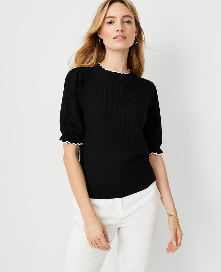 Tipped Ruffle Sweater