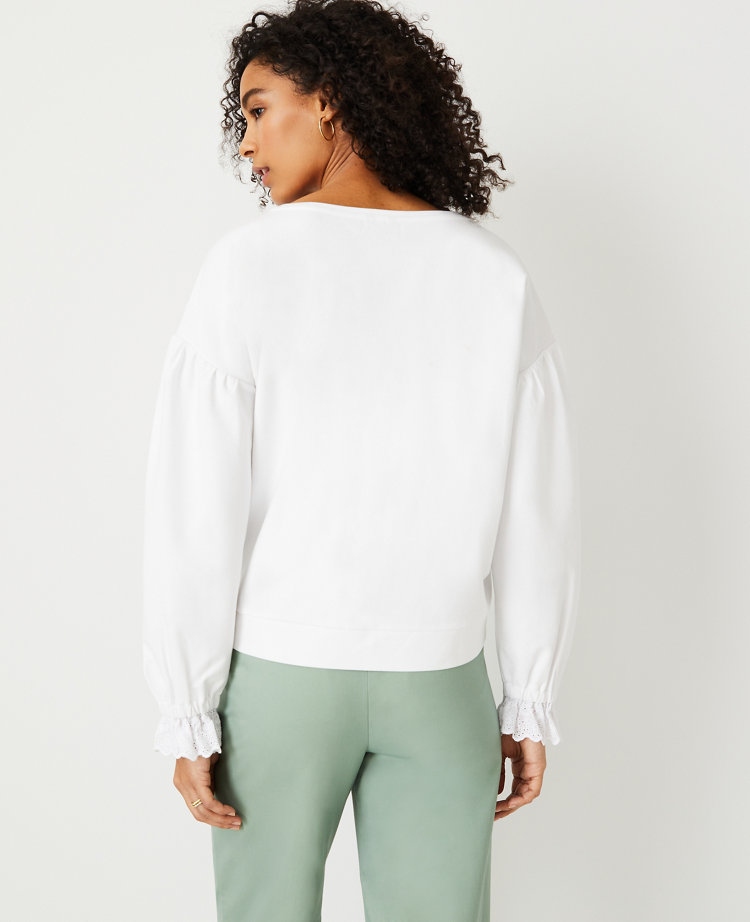 Lace Ruffle Cuff Ponte Top