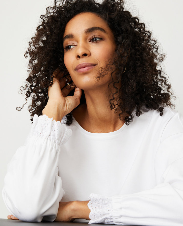 Lace Ruffle Cuff Ponte Top