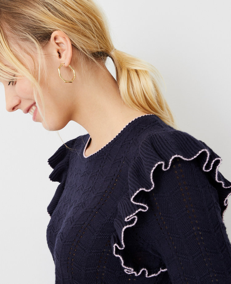 Ruffle Shoulder Sweater