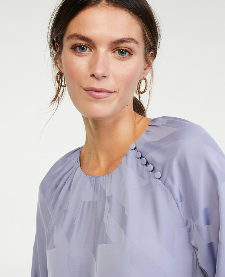 Covered Button Trim Blouse