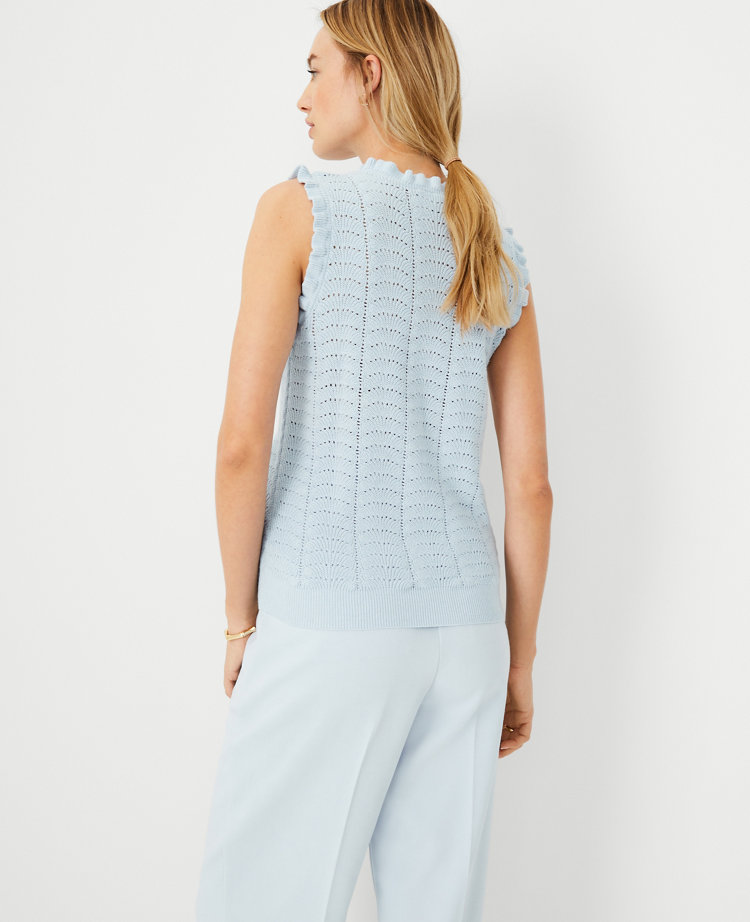 Pointelle Ruffle Sweater Shell