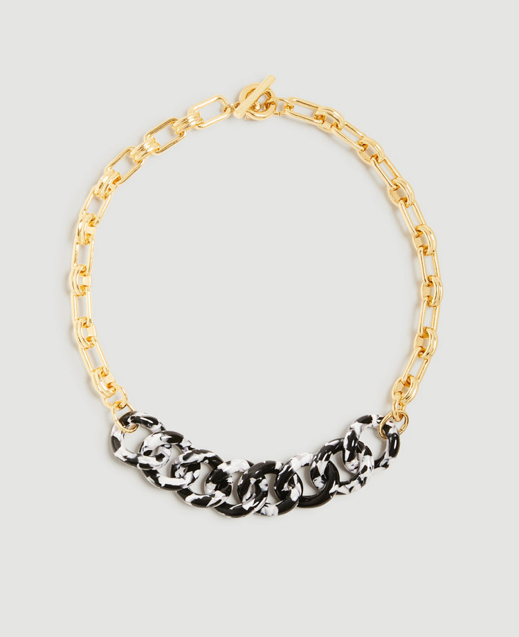 Tortoiseshell Print Chain Statement Necklace