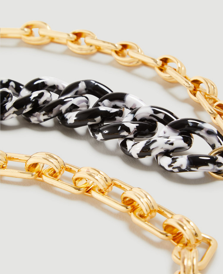 Tortoiseshell Print Chain Statement Necklace