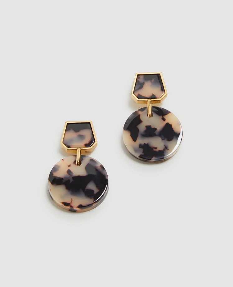 Tortoiseshell Print Circle Drop Earrings
