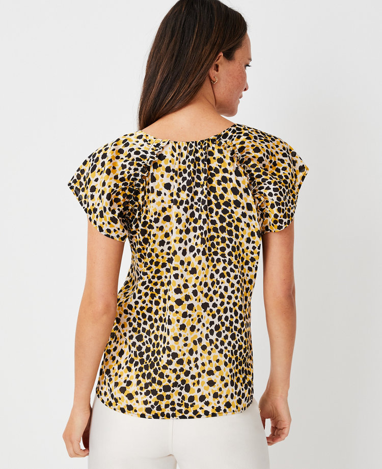 Leopard Print Shirred Tee