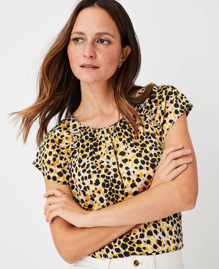 Leopard Print Shirred Tee