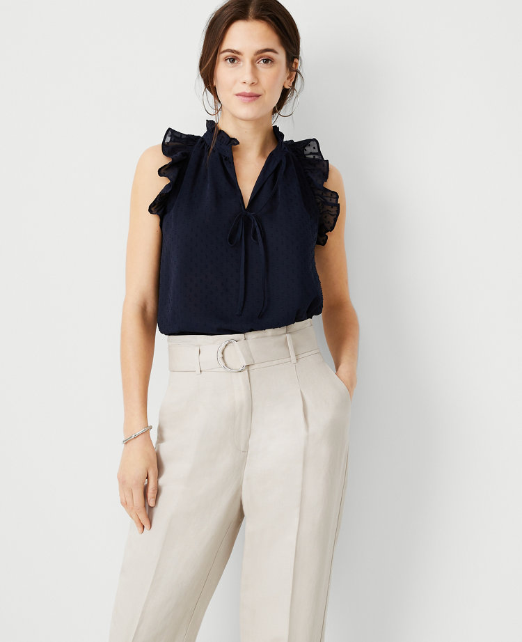 Ruffle Tie Neck Shell