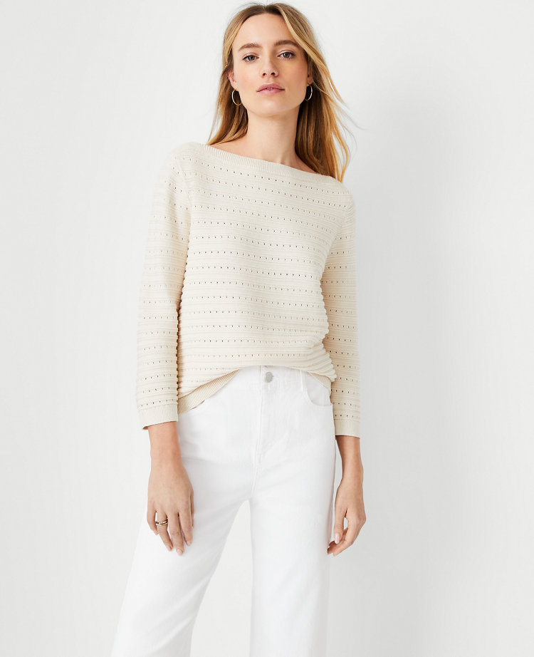 Pointelle Stripe Sweater