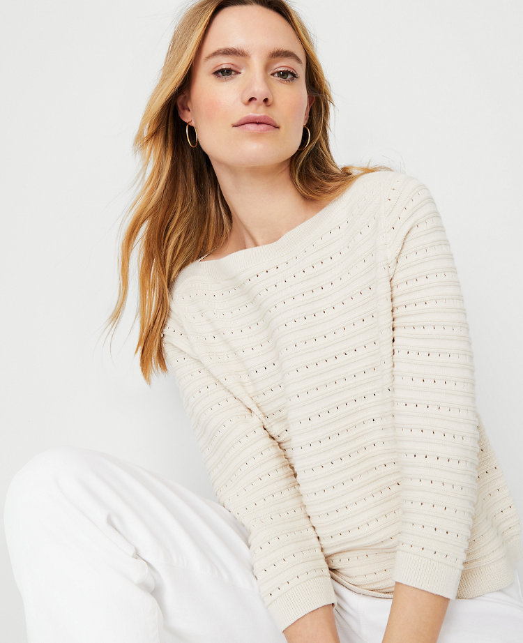 Pointelle Stripe Sweater