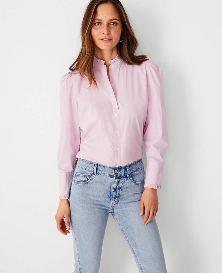 Ruffle Poplin Shirt