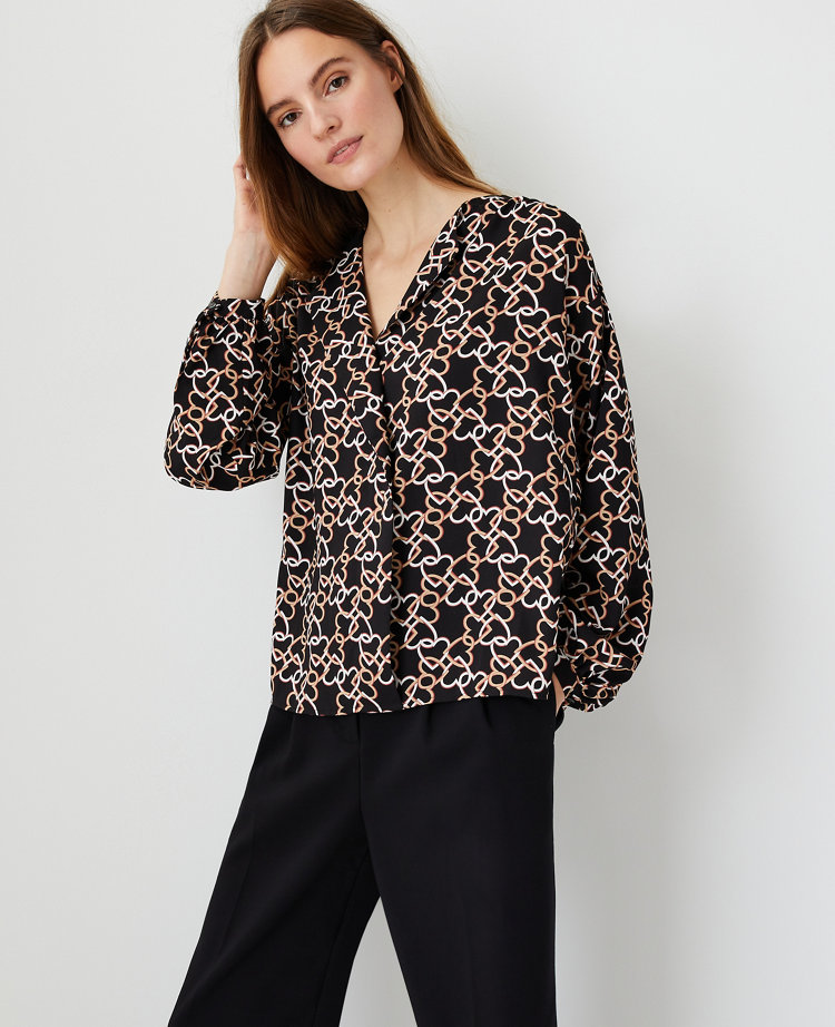 Geo Draped Neck Popover