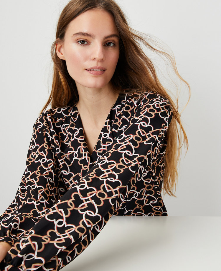 Geo Draped Neck Popover