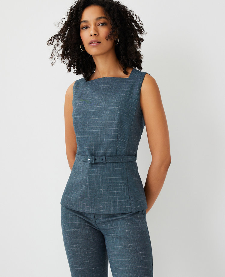 The Petite Belted Shell in Crosshatch