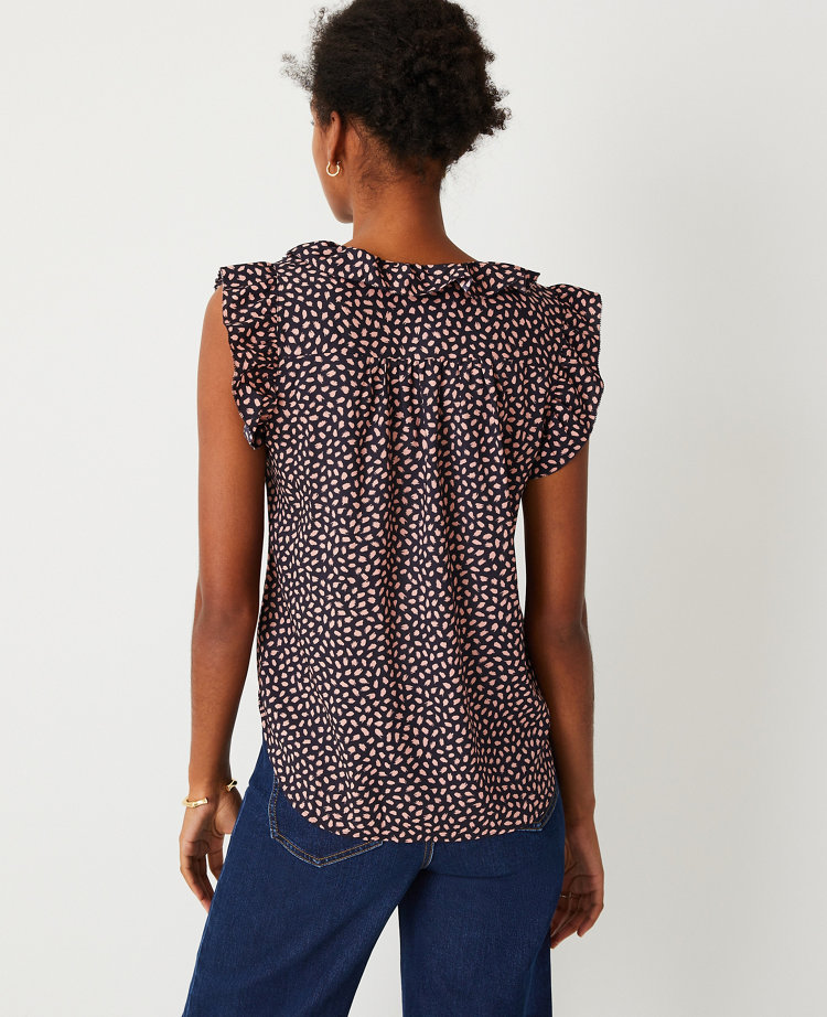 Petite V-Neck Ruffle Shell