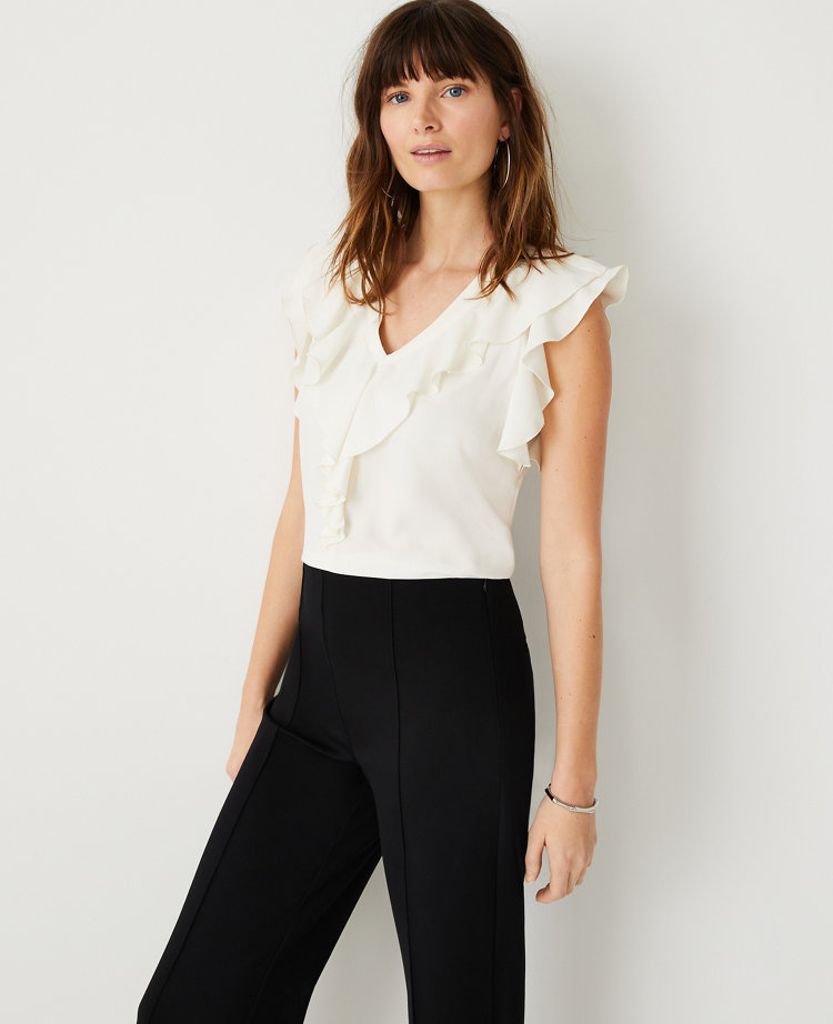 Petite Ruffle V-Neck Shell
