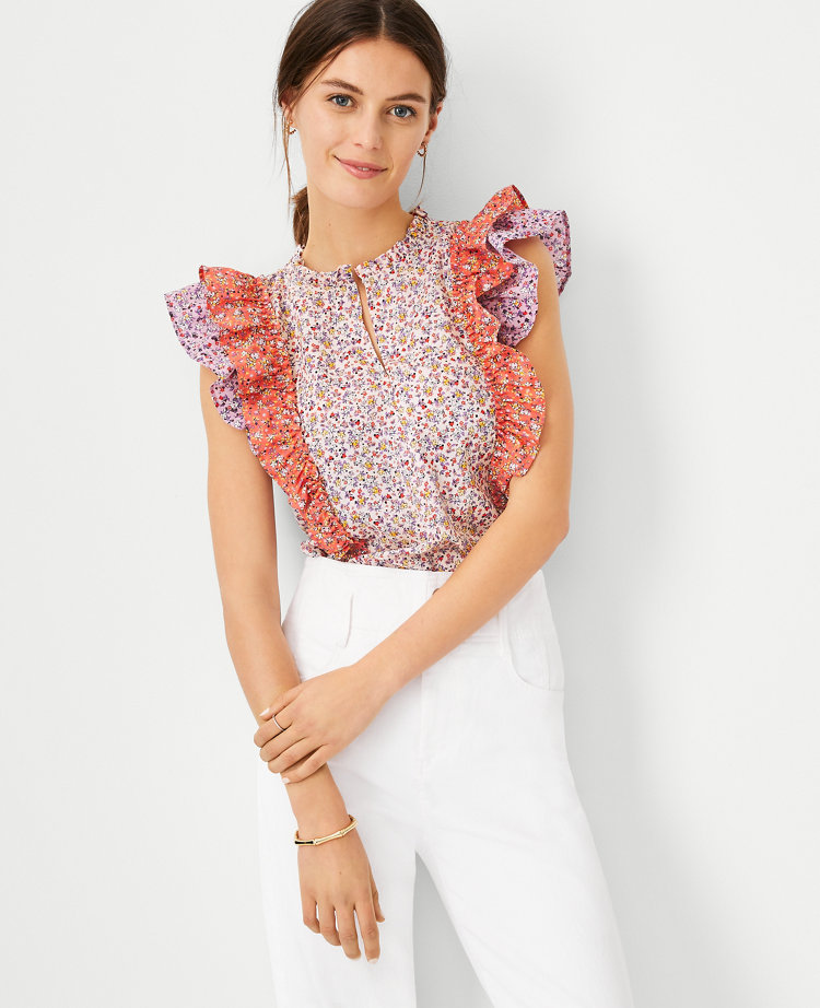 Floral Ruffle Trim Shell
