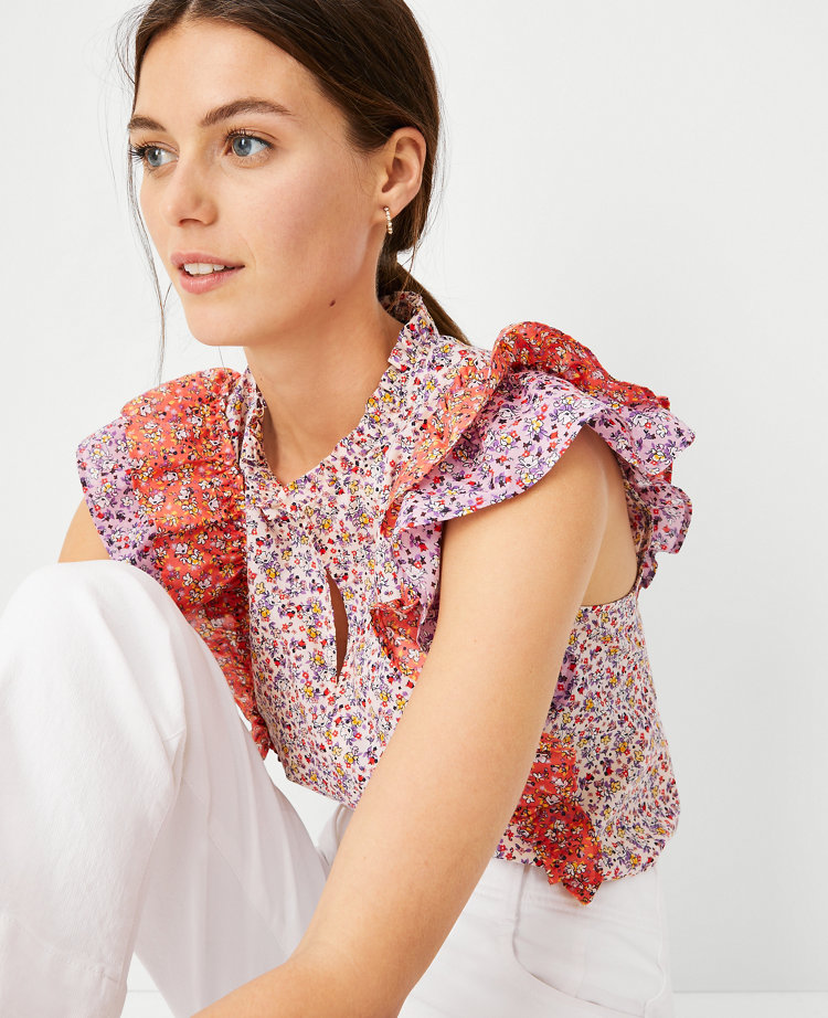 Floral Ruffle Trim Shell