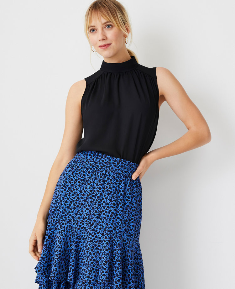 Mixed Media Mock Neck Shell