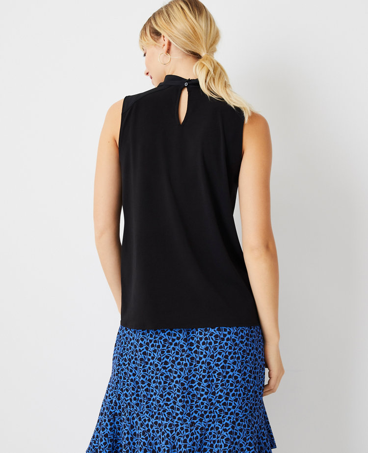 Mixed Media Mock Neck Shell