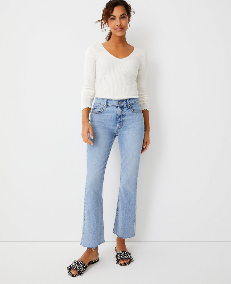Sculpting Pocket High Rise Kick Crop Jeans in Vintage Indigo Wash