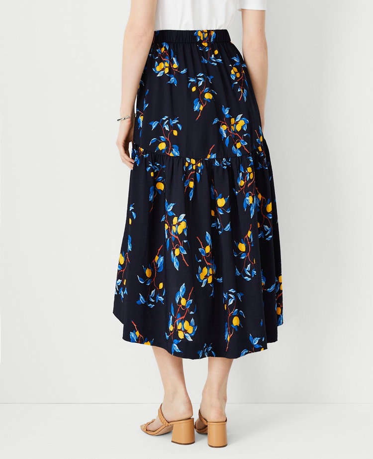 Lemon Branch Tiered Midi Skirt