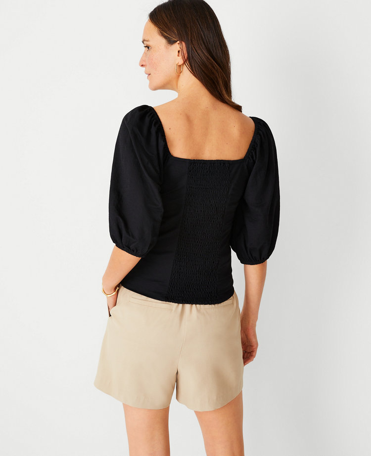 Square Neck Smocked Back Top