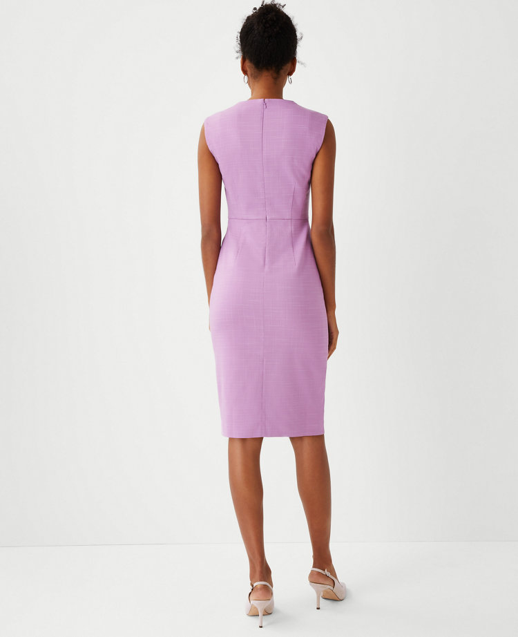 The Scooped Square Neck Sheath Dress in Crosshatch