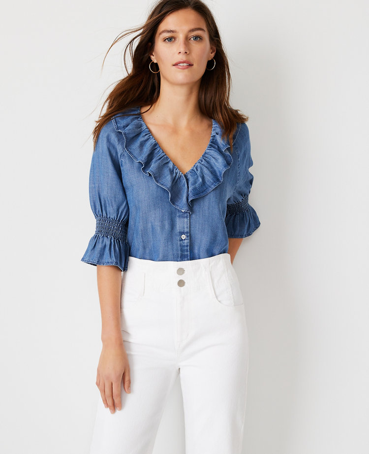 Ruffle V-Neck Top