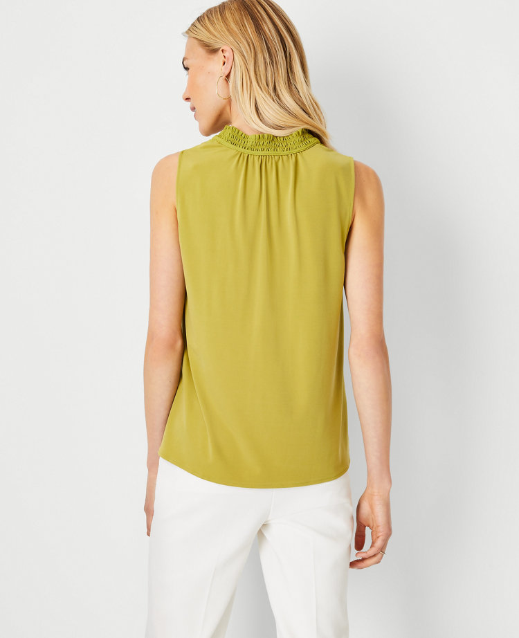 Mixed Media Tie Neck Shell